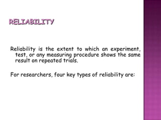 Validity, reliability & practicality | PPTX