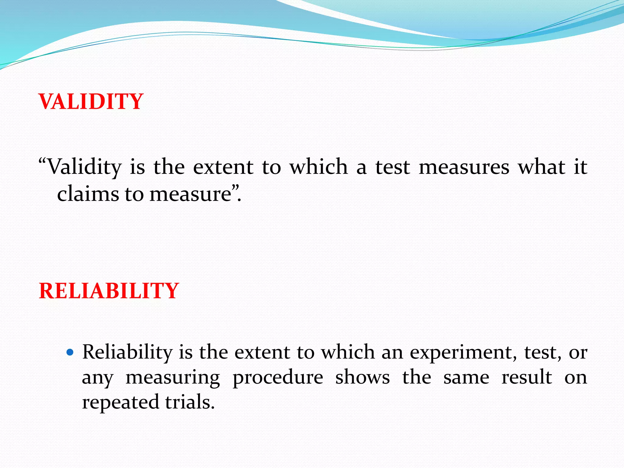 Validity & reliability seminar | PPTX