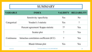 Validity & reliability of screening & diagnostic tests | PPTX