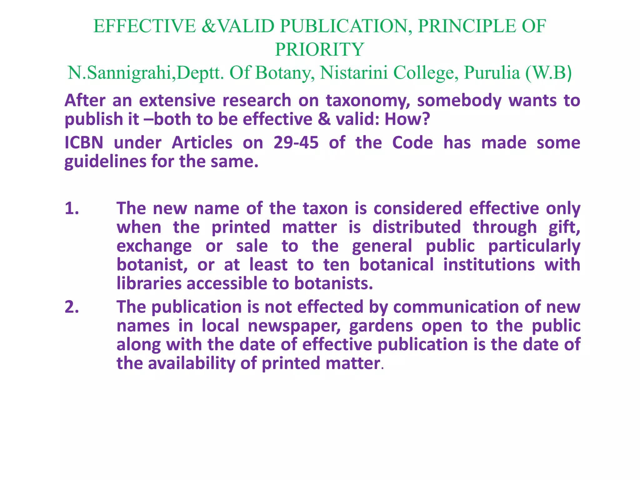 Valid publication & principle of priority | PPT