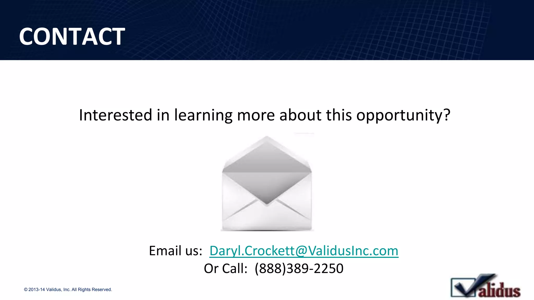 Validus investor pitch deck 03212014 rjc updates | PPT