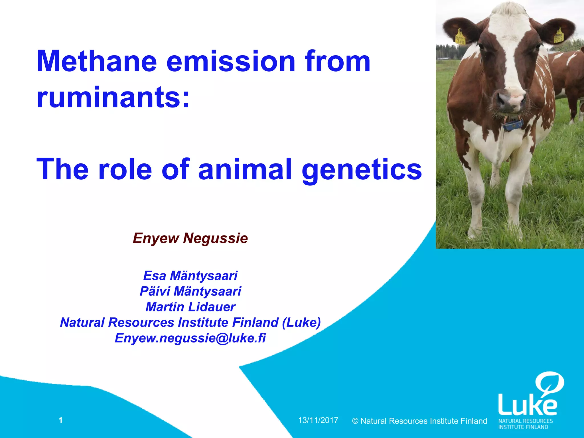 Enyew Negussie, Luke: Methane emission from Ruminants: what genetics ...