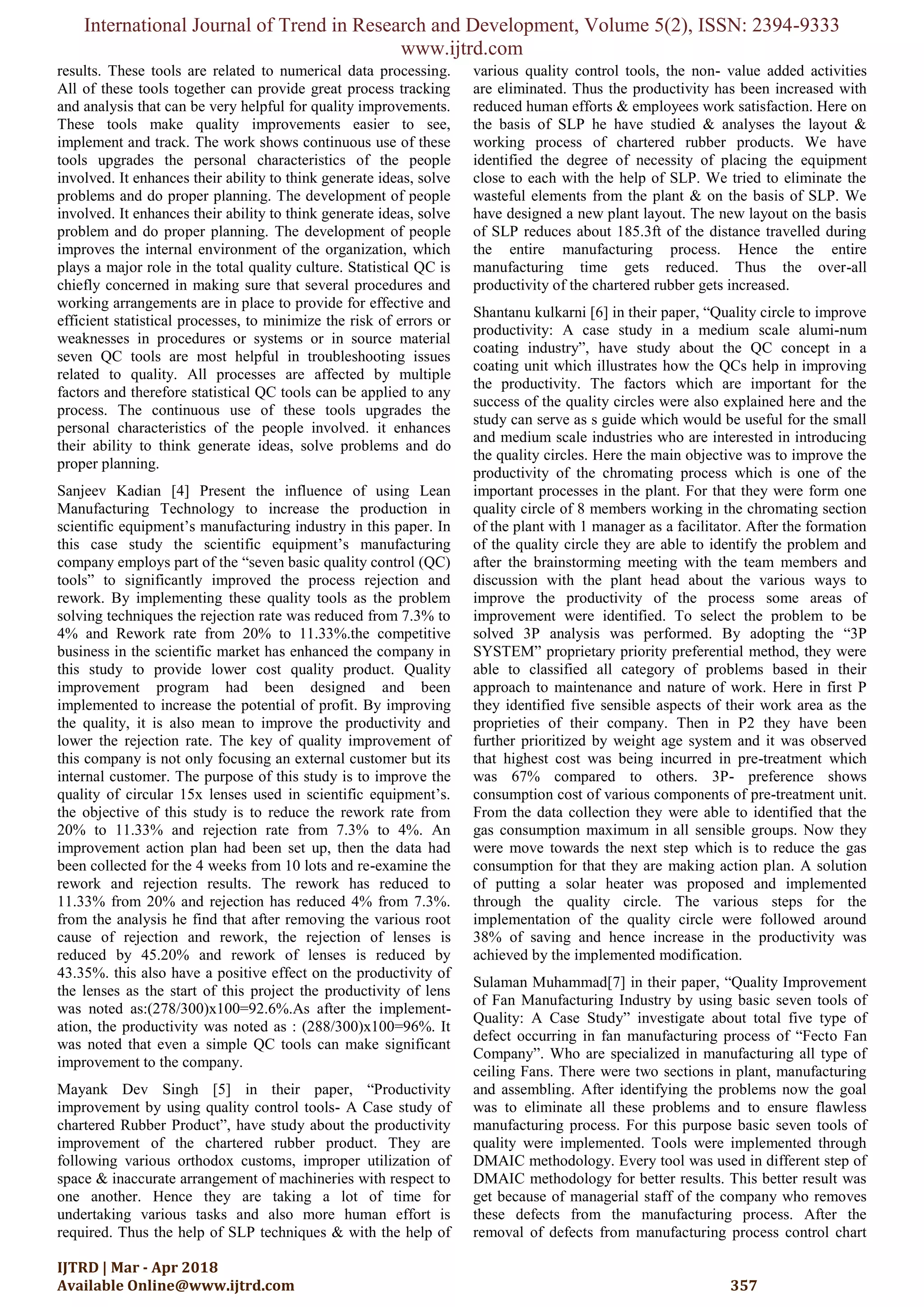 Review on Quality Management using 7 QC Tools | PDF