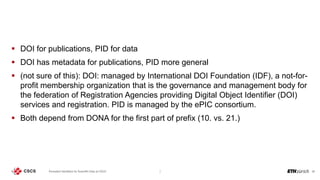 Persistent Identifiers for Scientific Data at CSCS | PPT