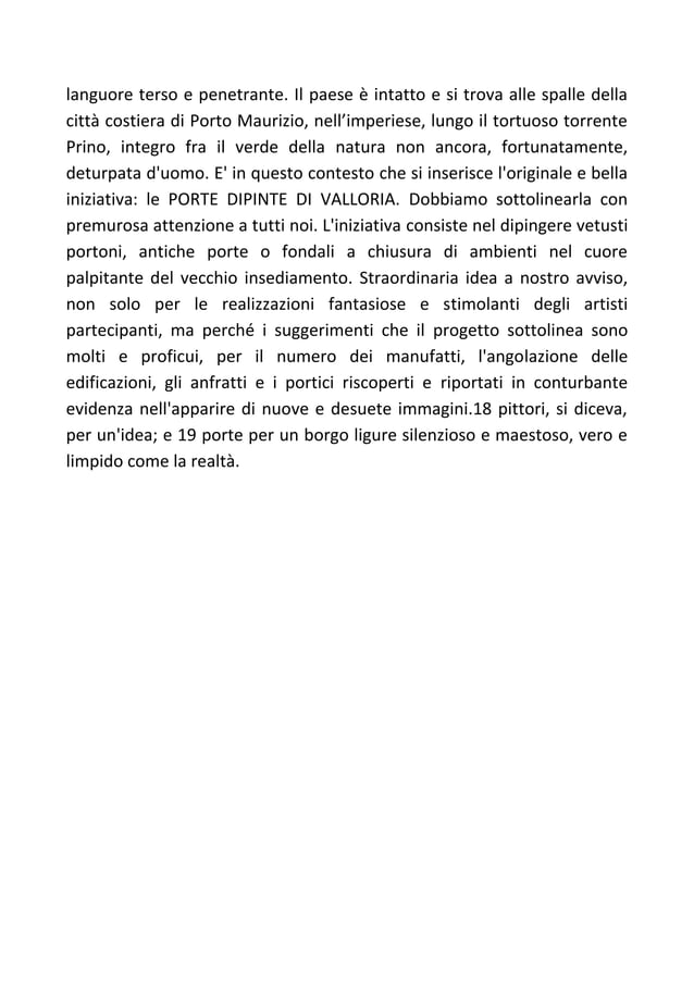 VALLORIA E LE SUE PORTE DIPINTE | PDF