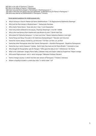 Valmiki ramayana quiz with answers | PDF