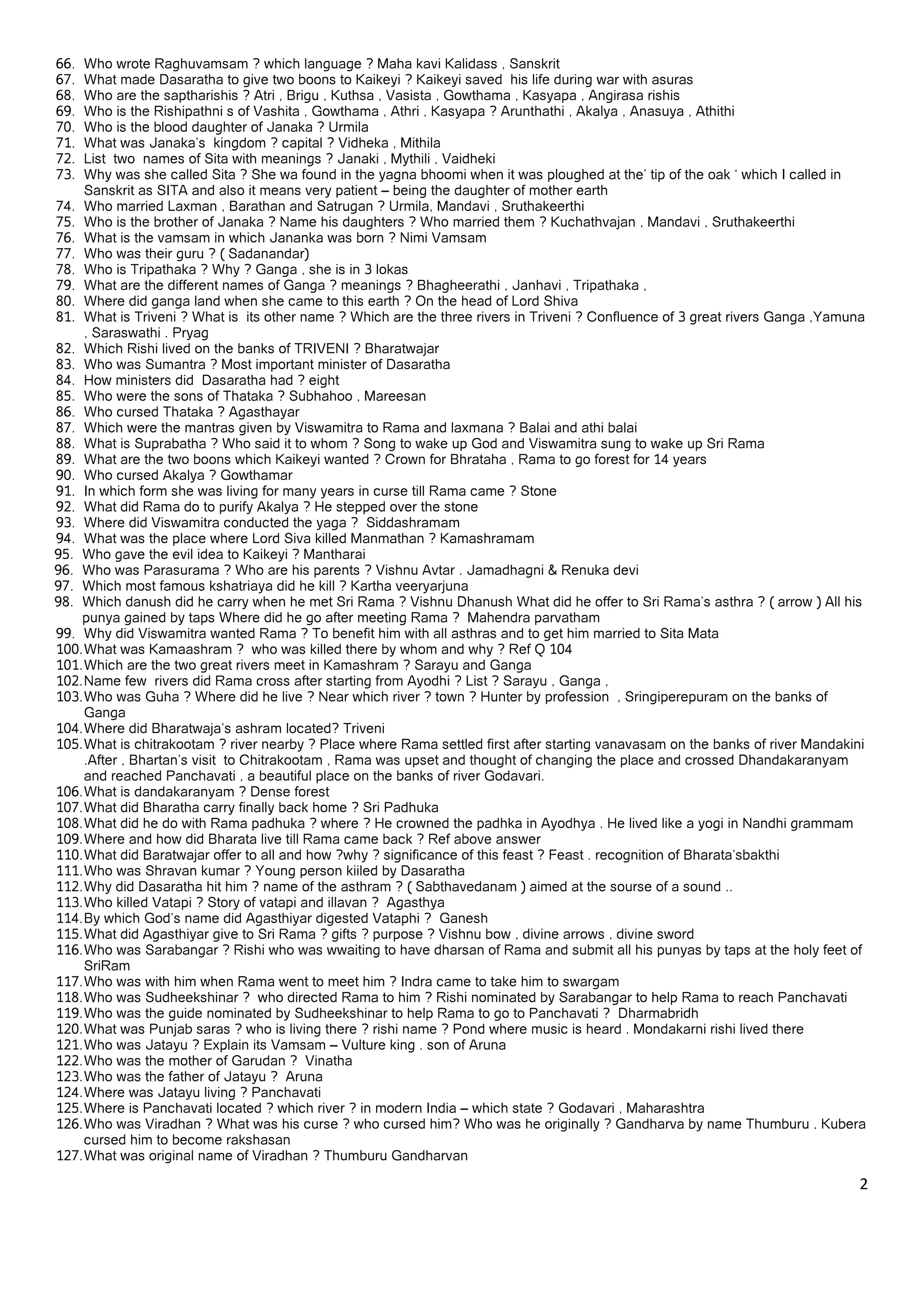 Valmiki ramayana quiz with answers english | PDF