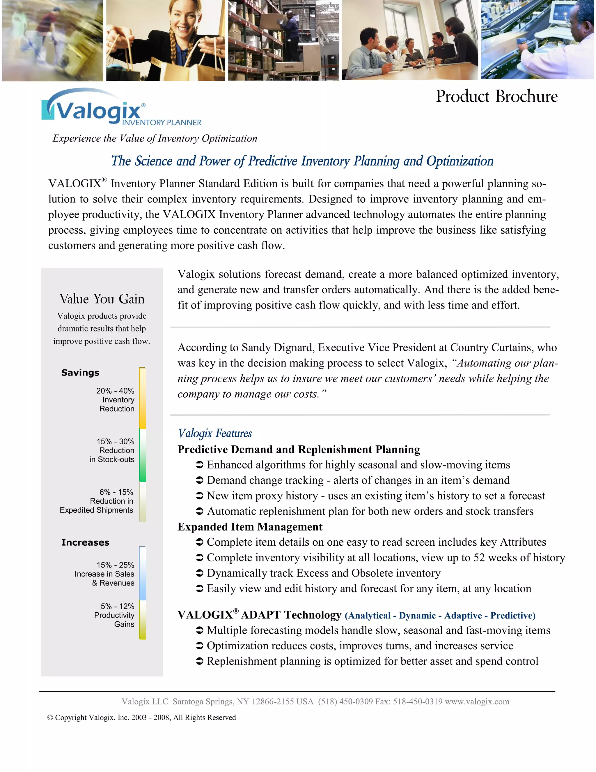 Valogix Inventory Planner Brochure 110 081010 | PDF