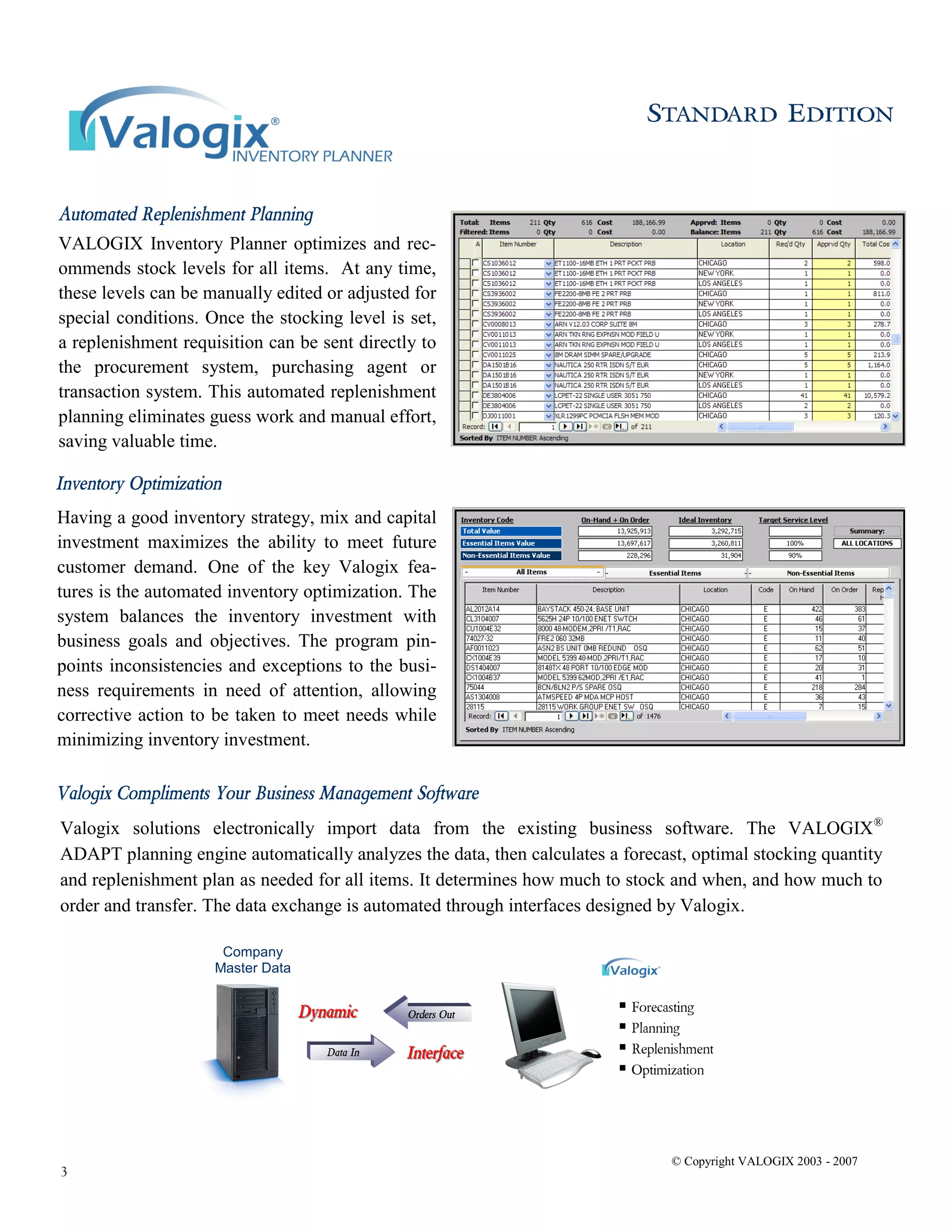 Valogix Inventory Planner Brochure 110 081010 | PDF