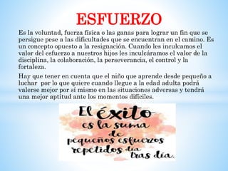 los cinco valores mas importantes en la educación de un niño | PPTX