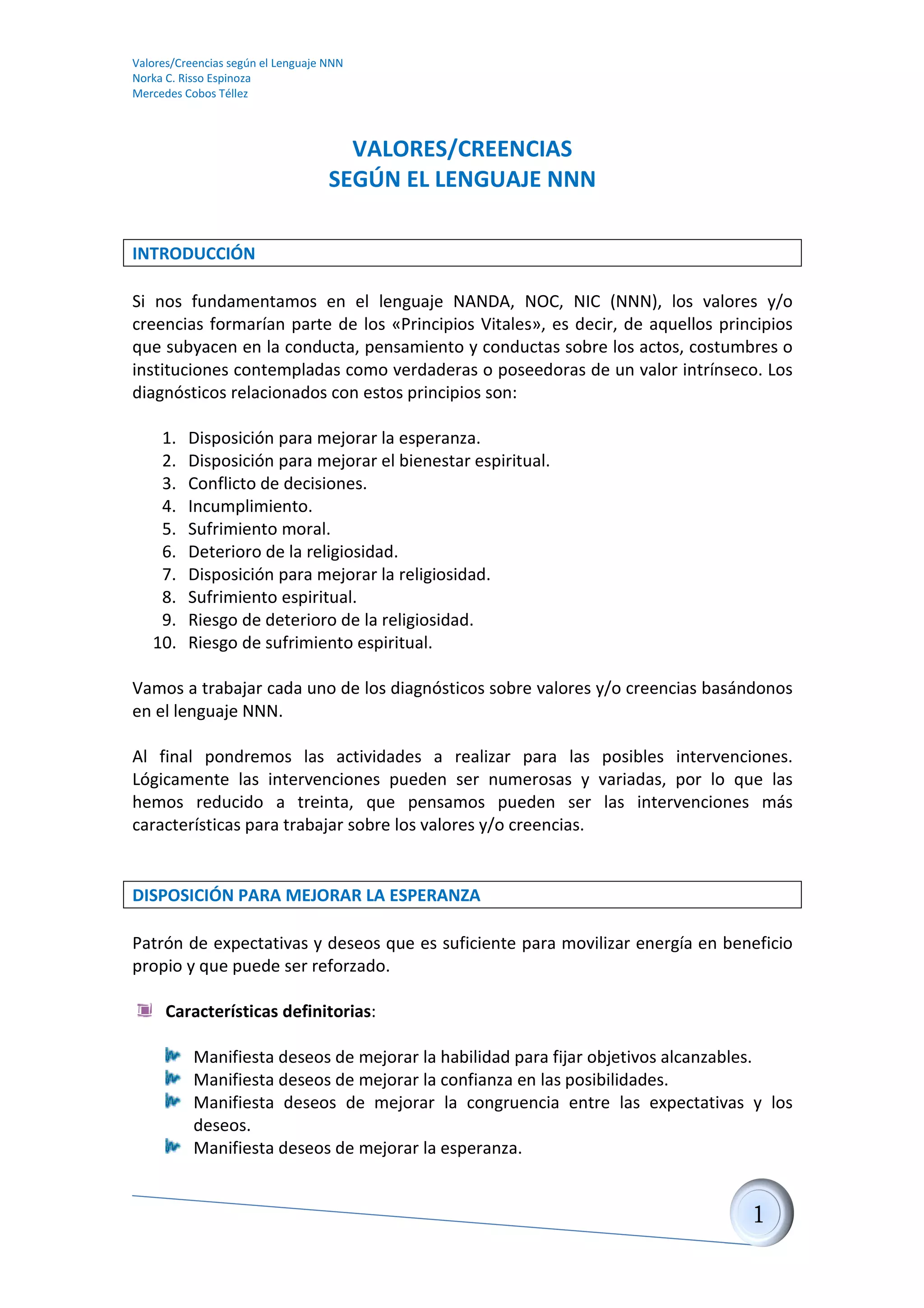 Valores creencias según el lenguaje NANDA NOC NIC o NNN | PDF | Holistic Health | Alternative ...
