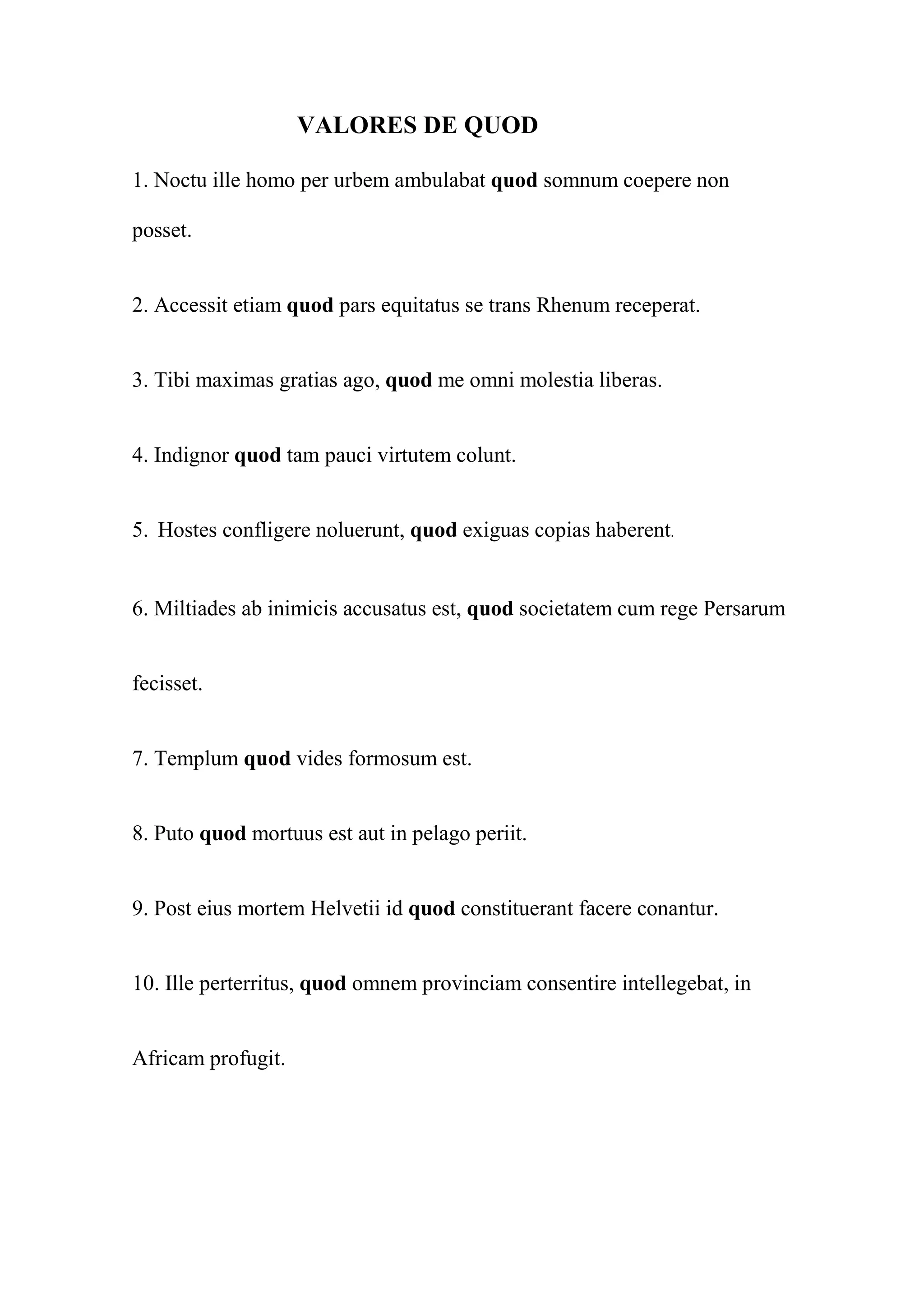 Valores de quod | PDF