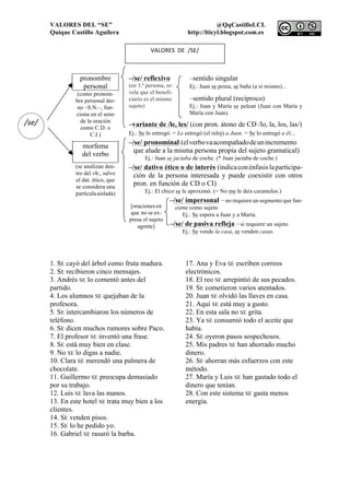 Valores de se (apuntes + esquema) | PDF