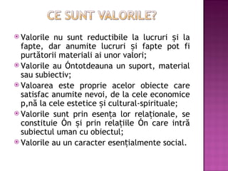 Valorile și universul socio-uman | PPT