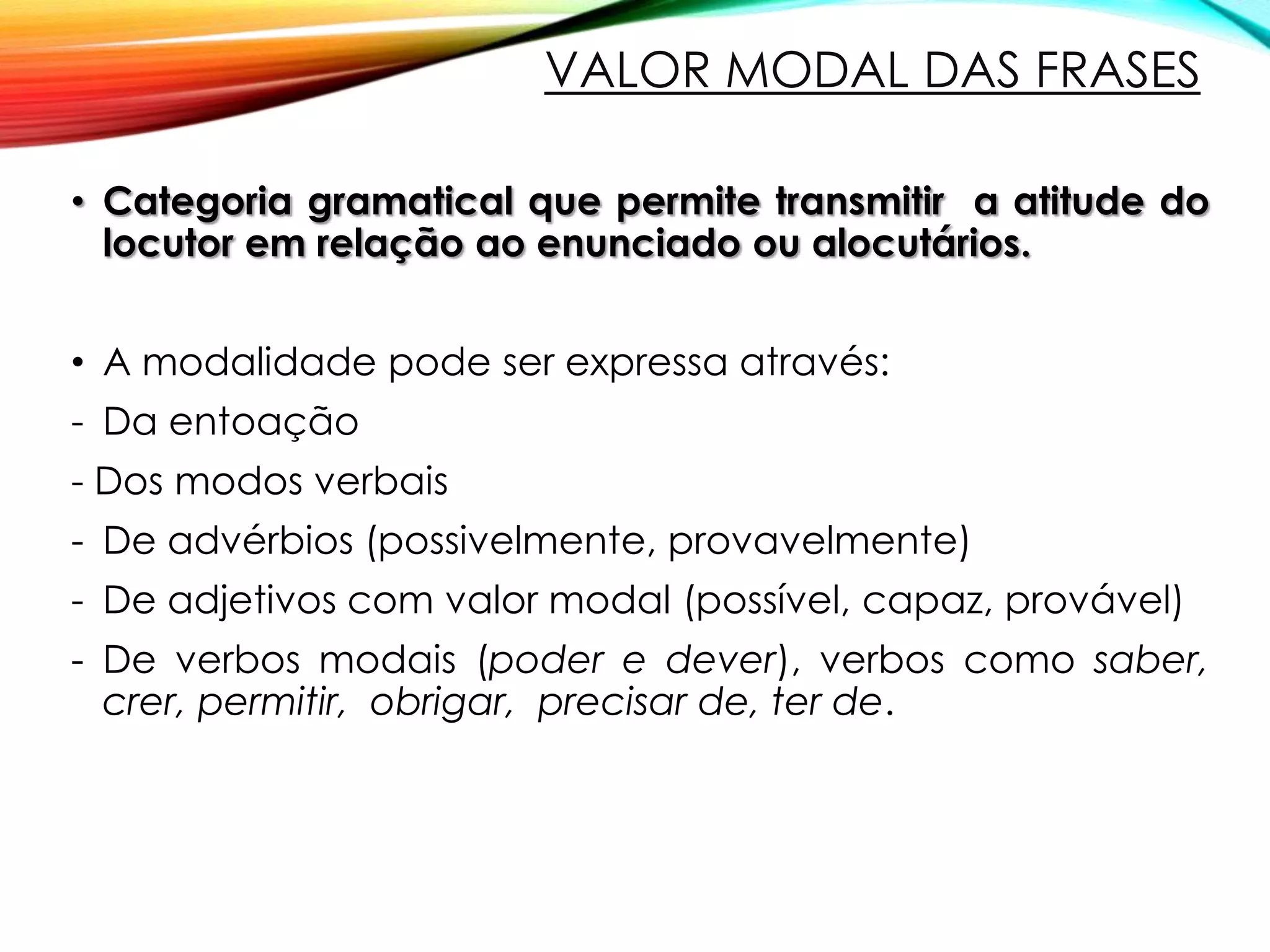 Valor modal das frases | PPTX
