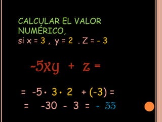 Valor numérico de una expresión Algebraica | PPTX