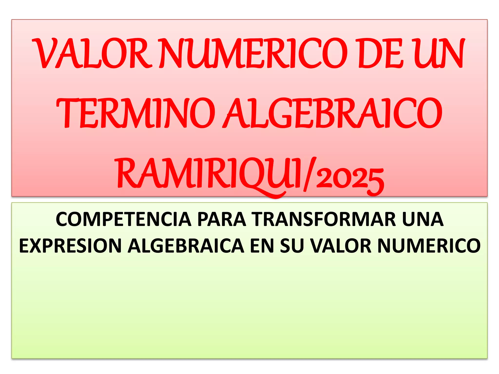 Valor numerico de un termino algebraico | PDF