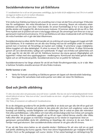 Socialdemokraterna i Eskilstunas valprogram (fullständig) | PDF | Daycare and Pre-School | Parenting