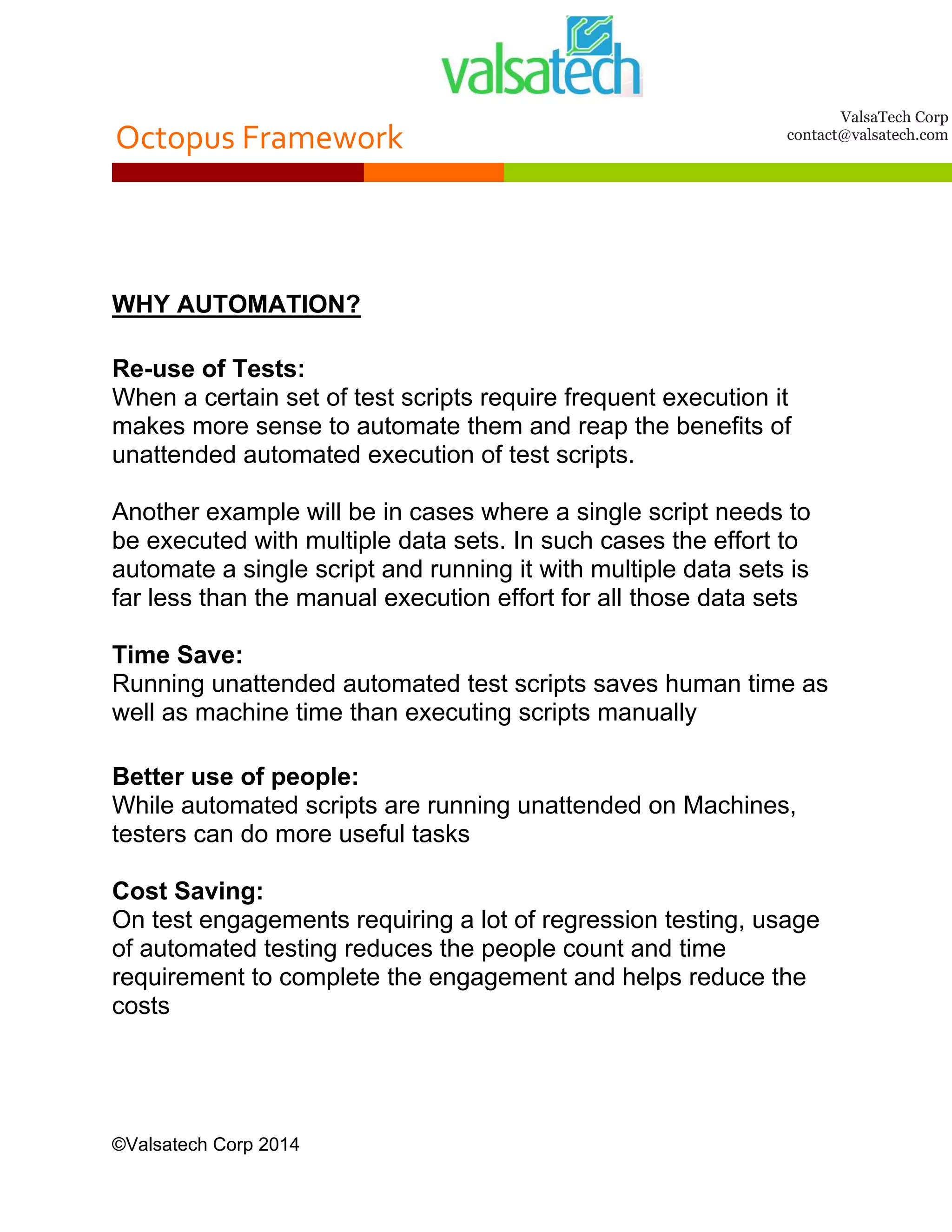 Valsatech selenium octopus framework-whitepages | PDF