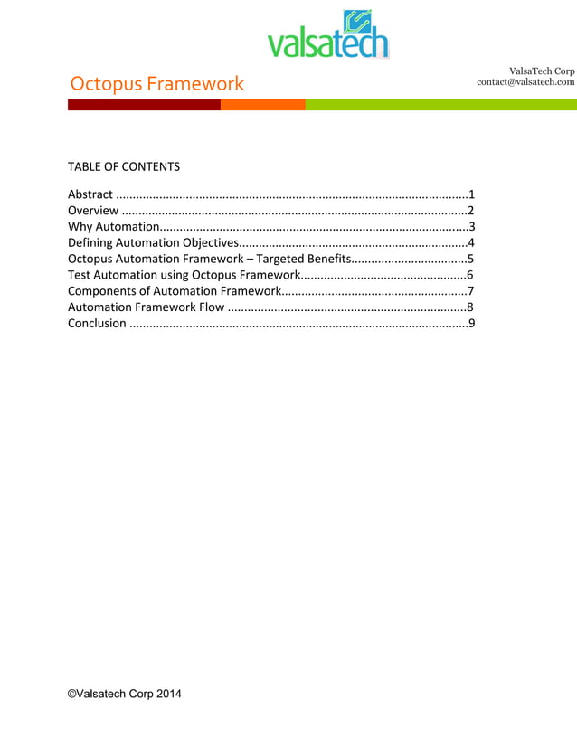 Valsatech selenium octopus framework-whitepages | PDF
