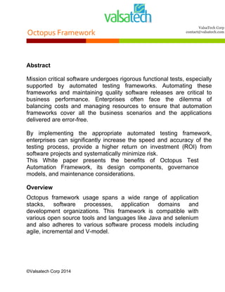 Valsatech selenium octopus framework-whitepages | PDF