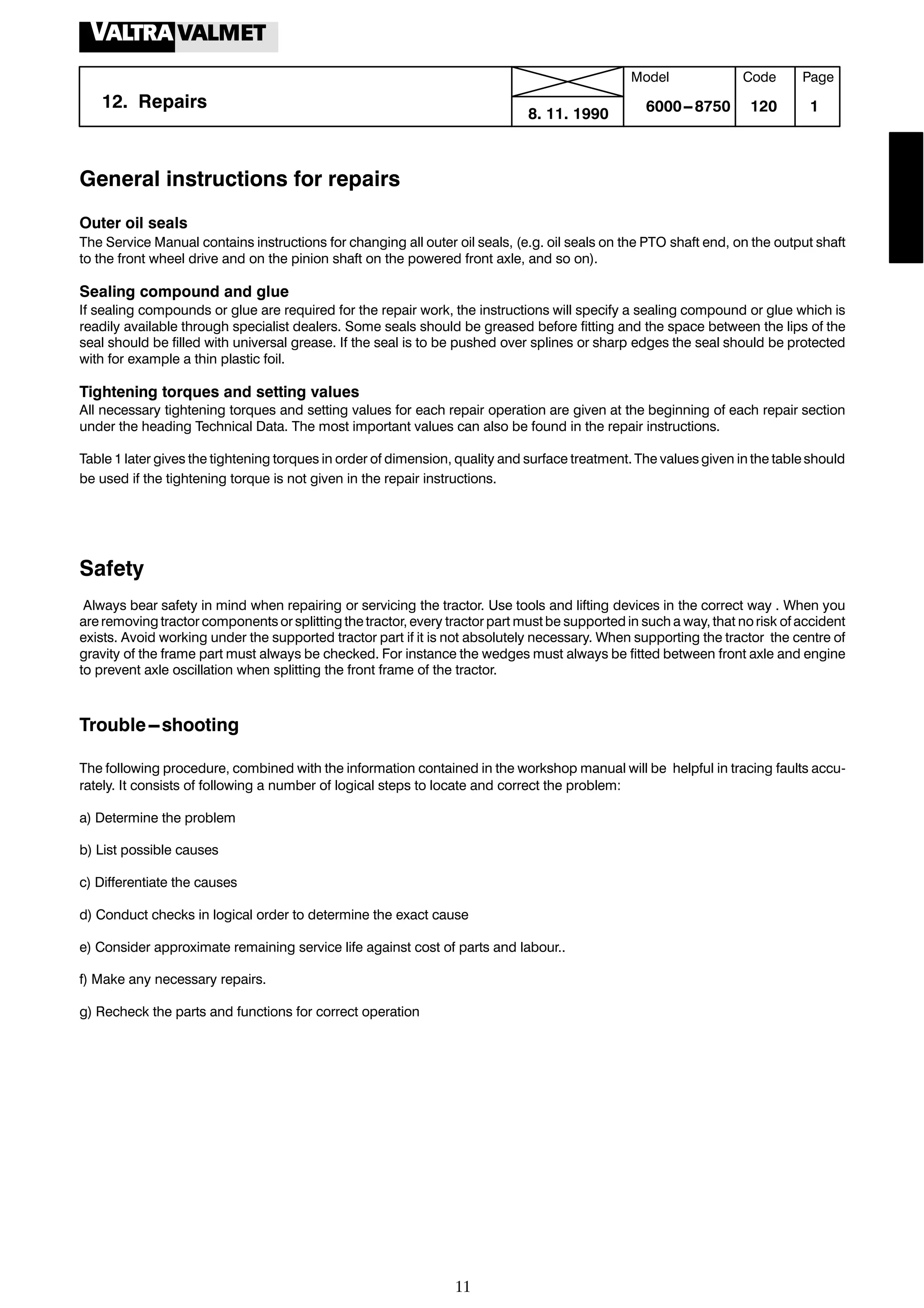 Valtra valmet 6100 tractor service repair manual | PDF