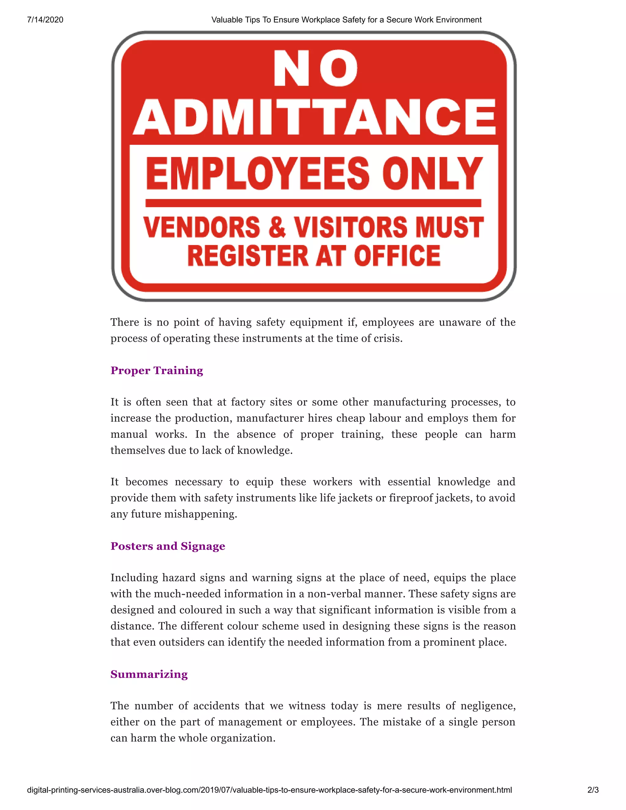 Valuable Tips To Ensure Workplace Safety For A Secure Work Environment Pdf