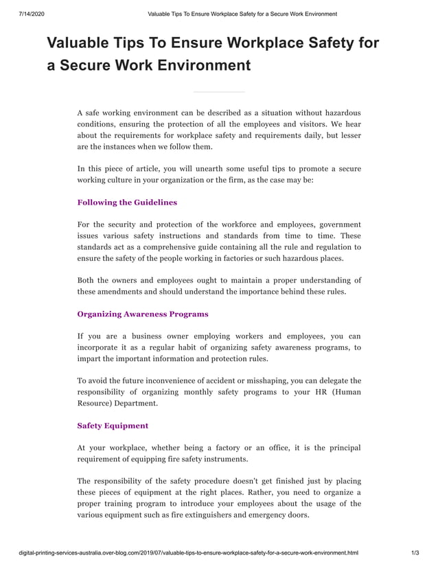 Valuable Tips To Ensure Workplace Safety For A Secure Work Environment