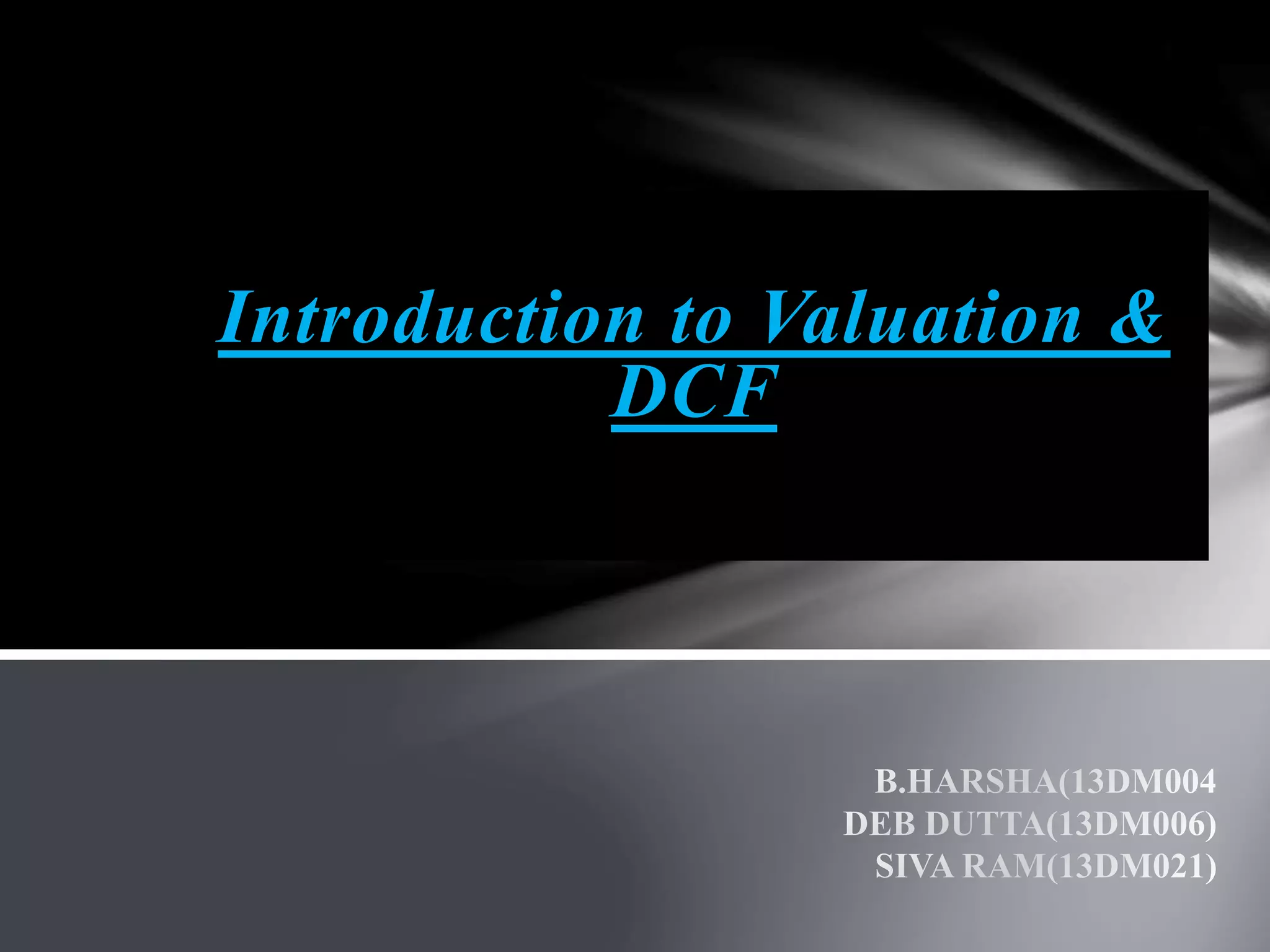 Introduction to valuation and DCF | PPT