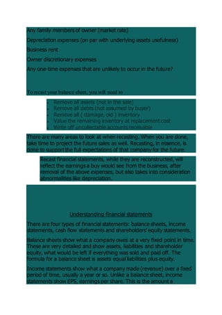 Valuation 101 – recasting | DOCX