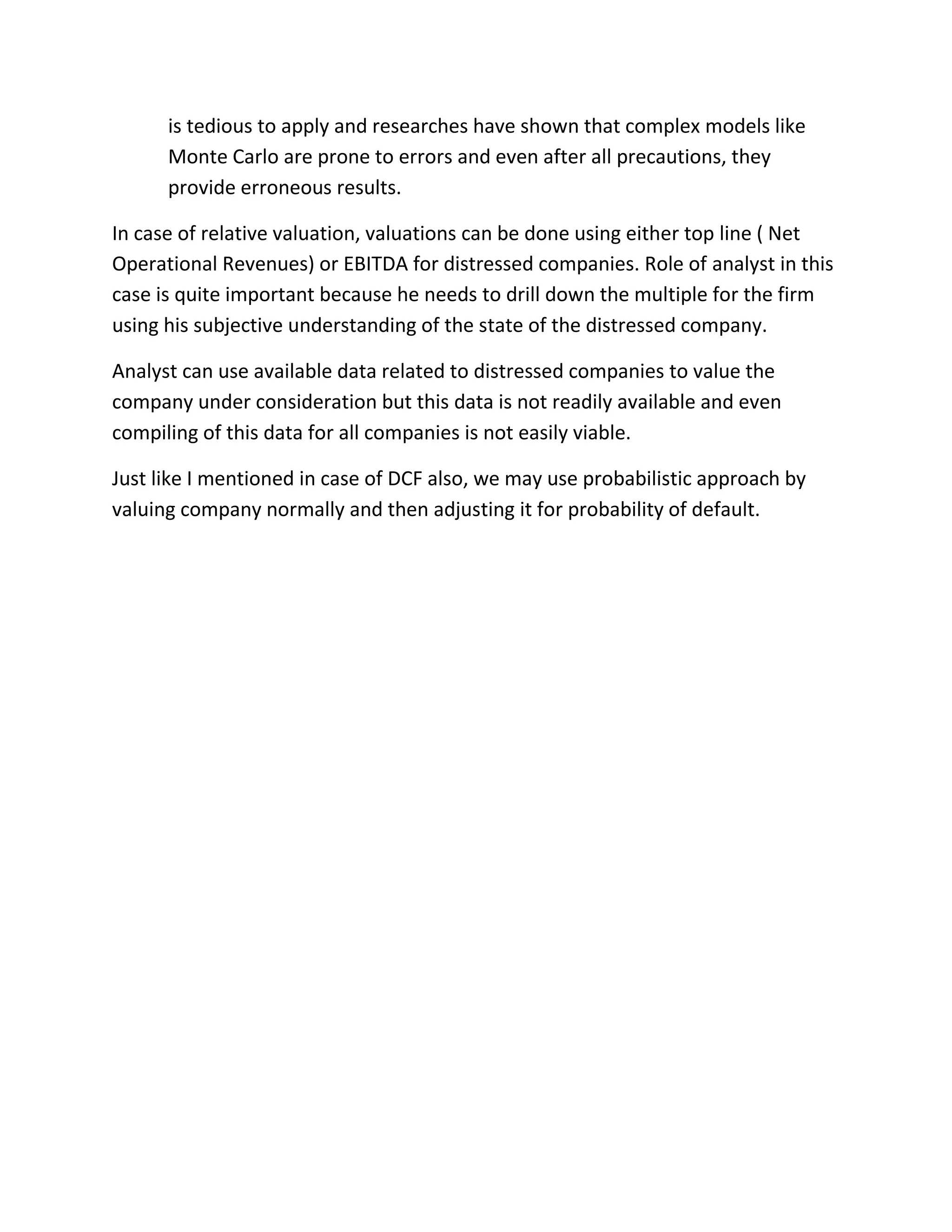 Valuation of a distressed company | PDF