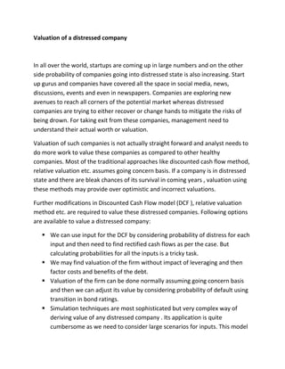 Valuation of a distressed company | PDF