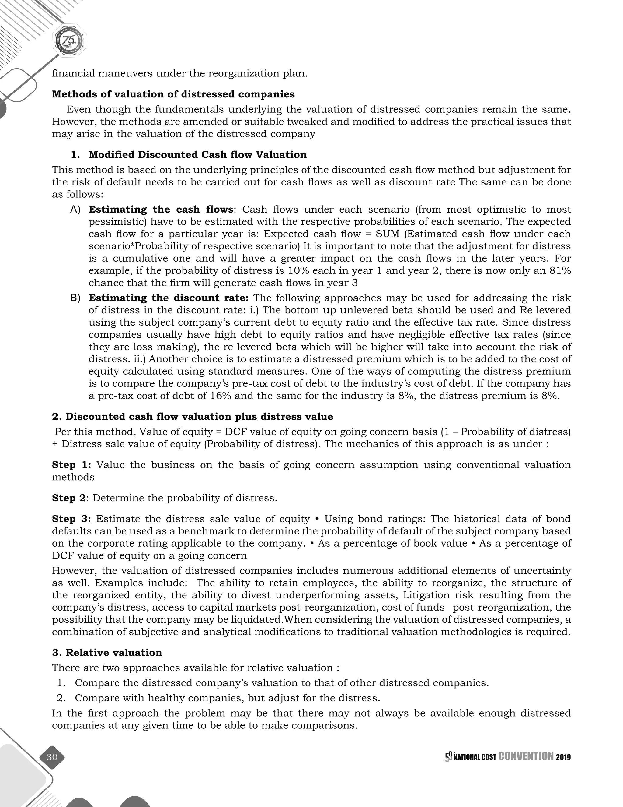 Valuation of distressed companies | PDF