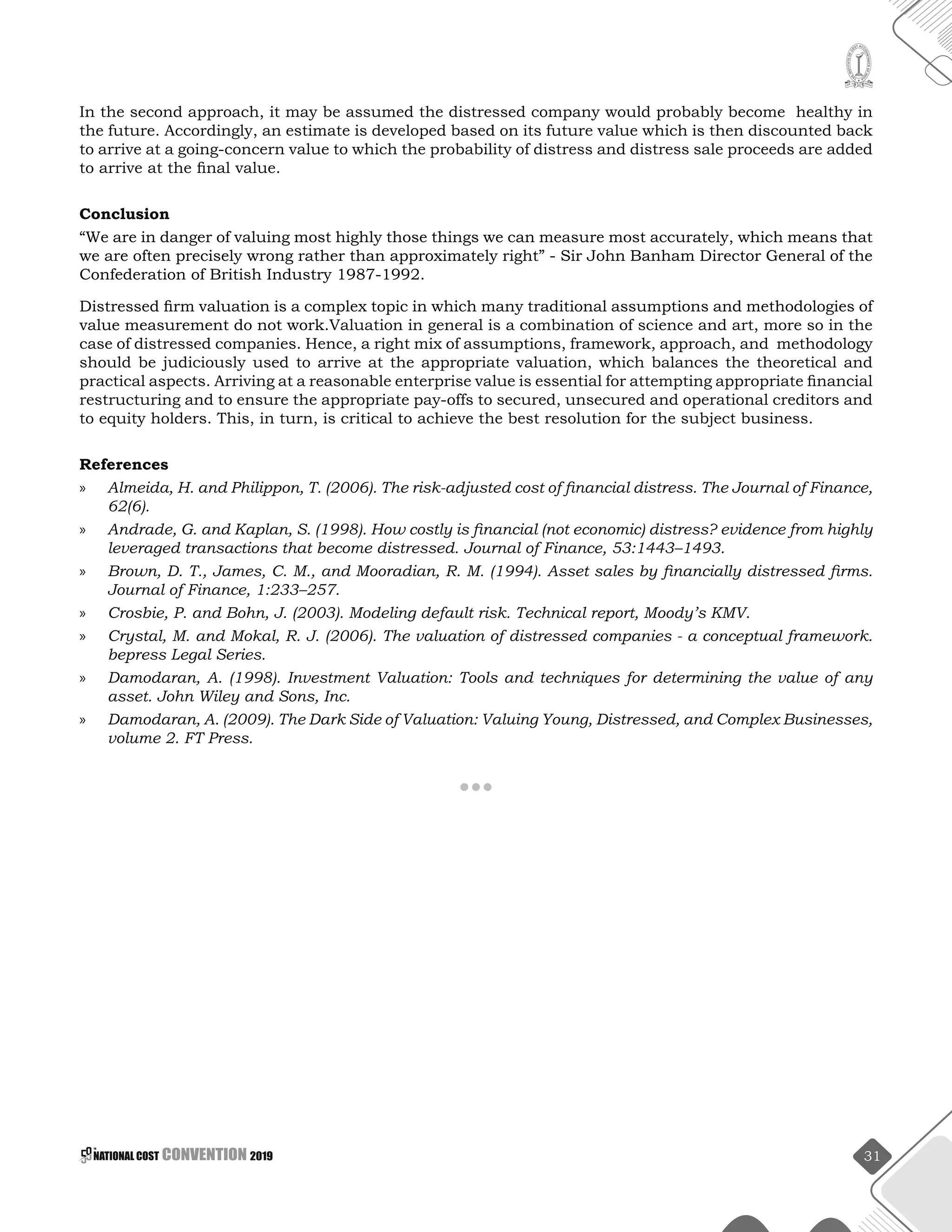 Valuation of distressed companies | PDF