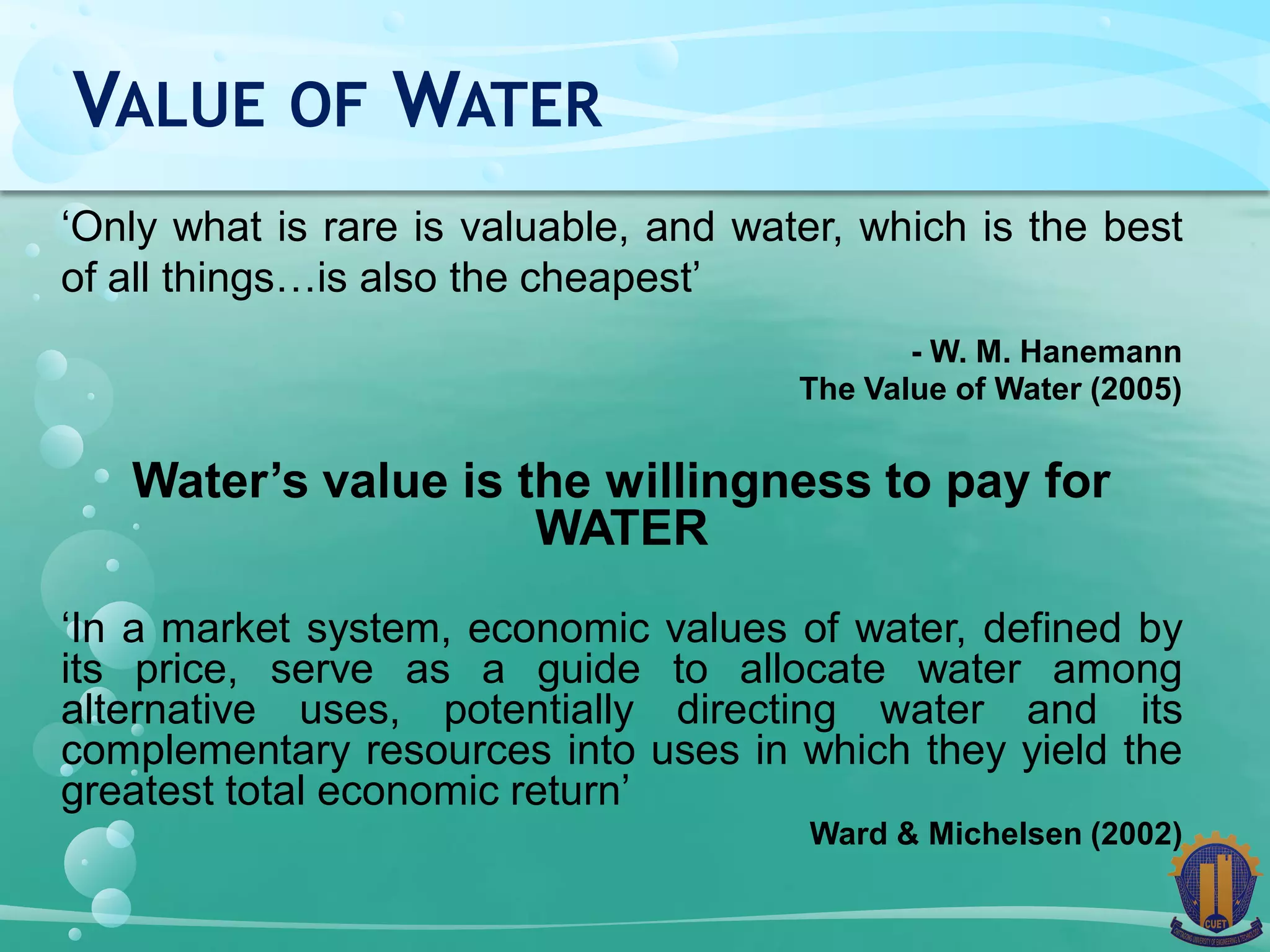 Valuation of domestic water supply | PDF