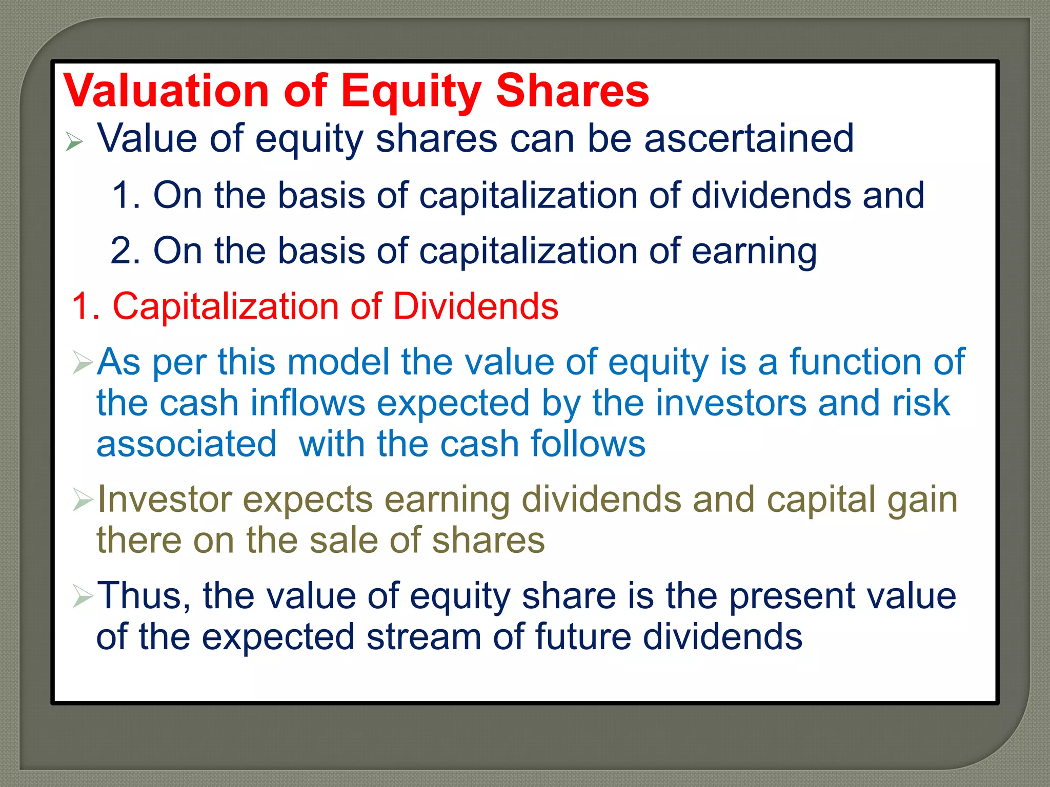 Valuation of equity sahres | PPTX