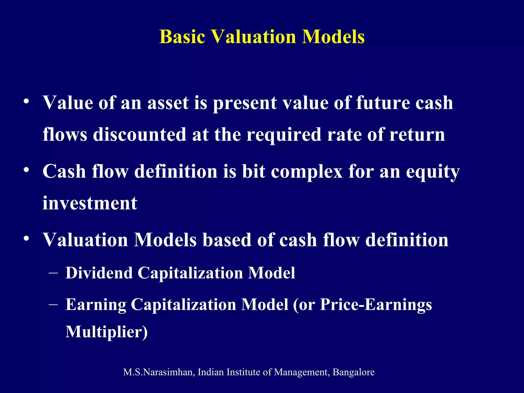 Valuation of equity (session 10) | PPT