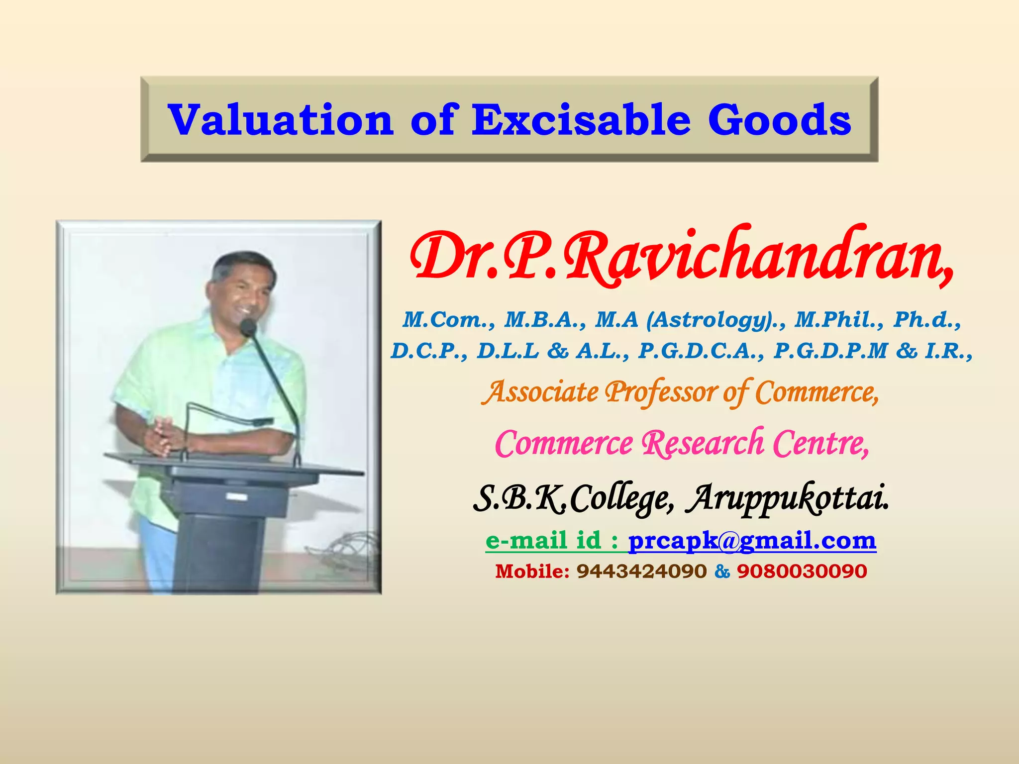 Valuation of excisable goods | PPTX
