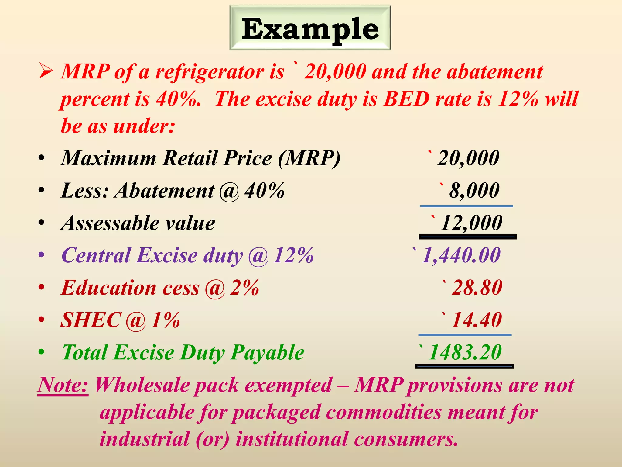 Valuation of excisable goods | PPTX | Commodities | Economy