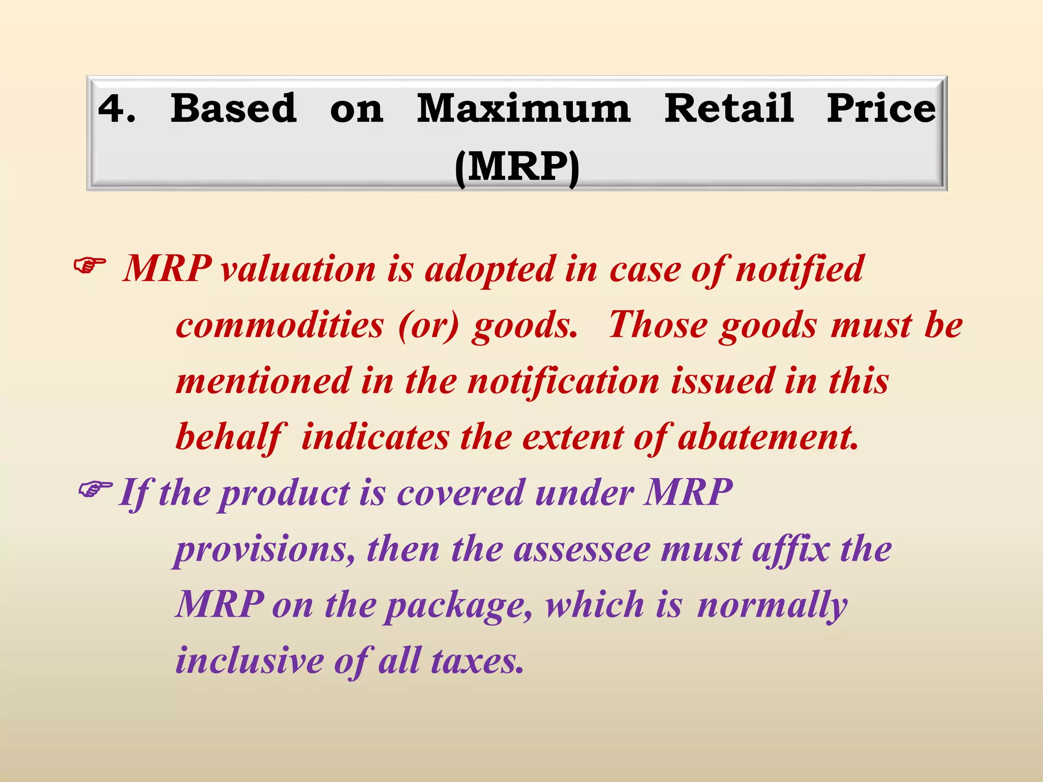 Valuation of excisable goods | PPTX | Commodities | Economy