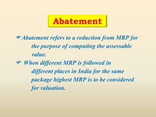 Valuation of excisable goods | PPTX