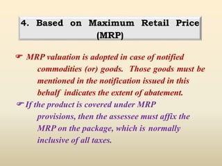 Valuation of excisable goods | PPTX