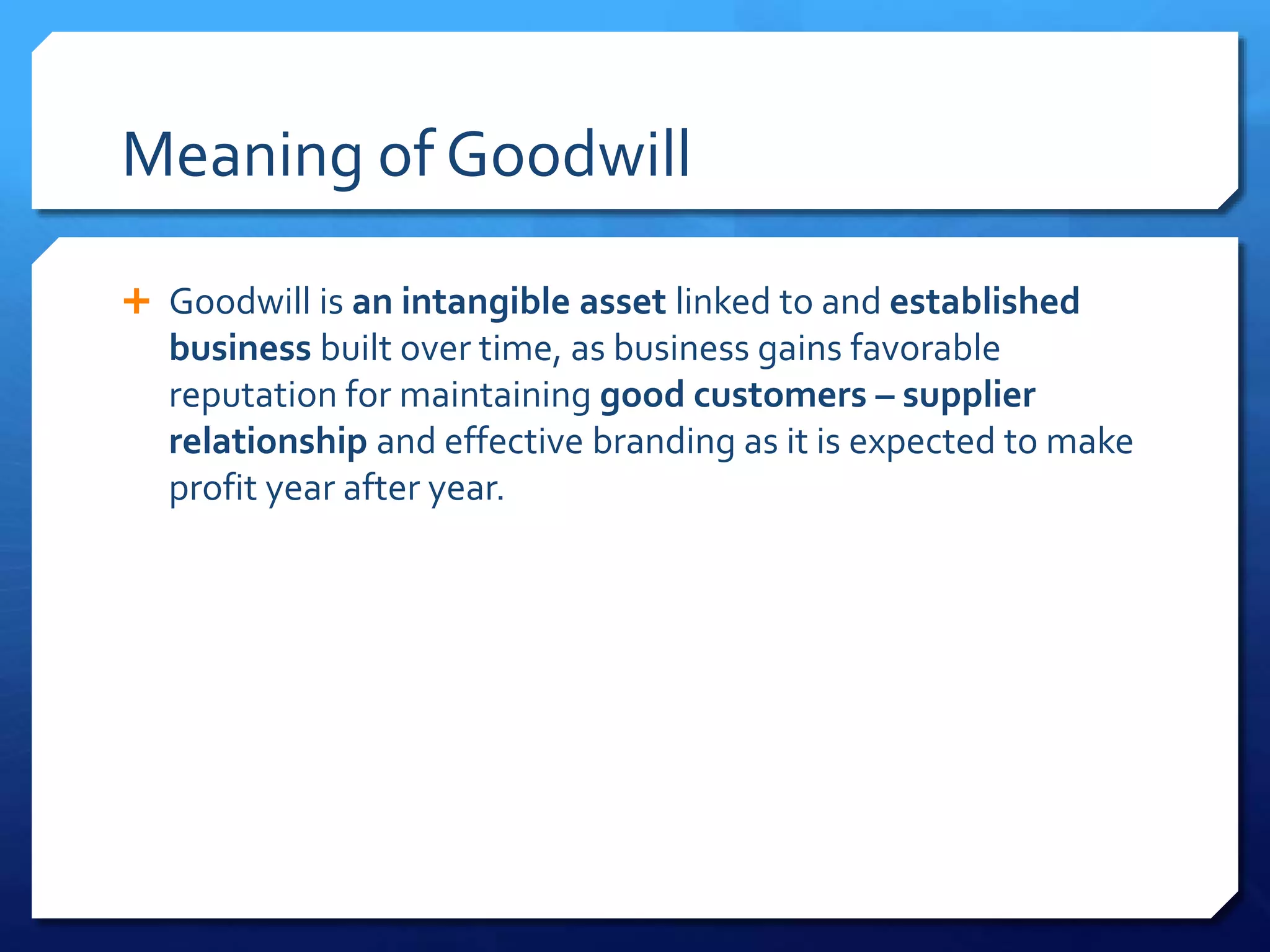 Valuation of goodwill | PPTX