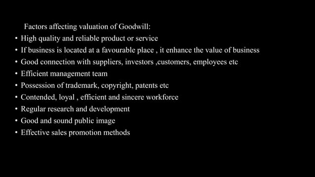 Valuation of goodwill | PPTX | Business Accounting & Finance | Business