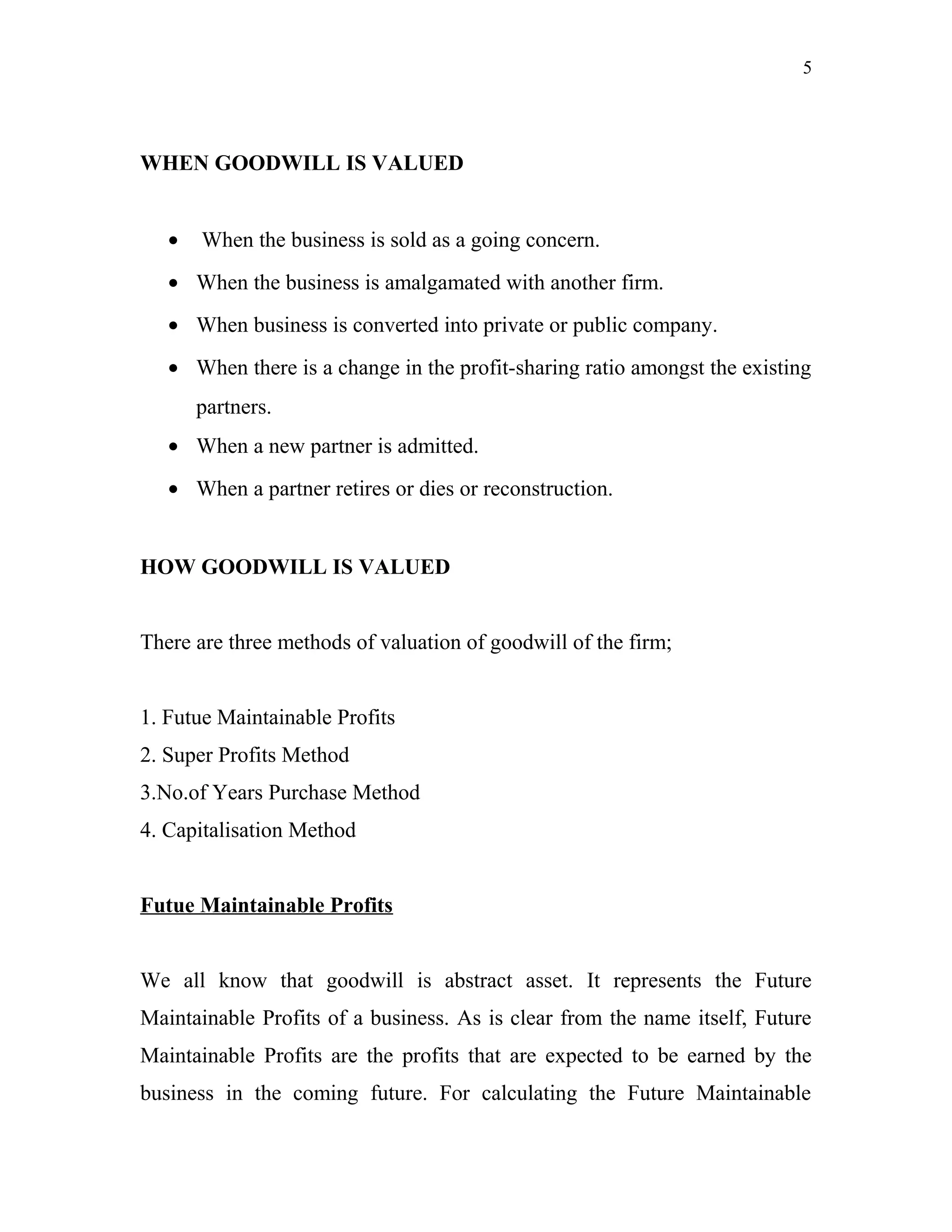 Valuation of goodwill & shares with solution of problems | DOC