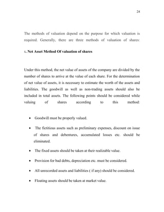 Valuation of goodwill & shares with solution of problems | DOC