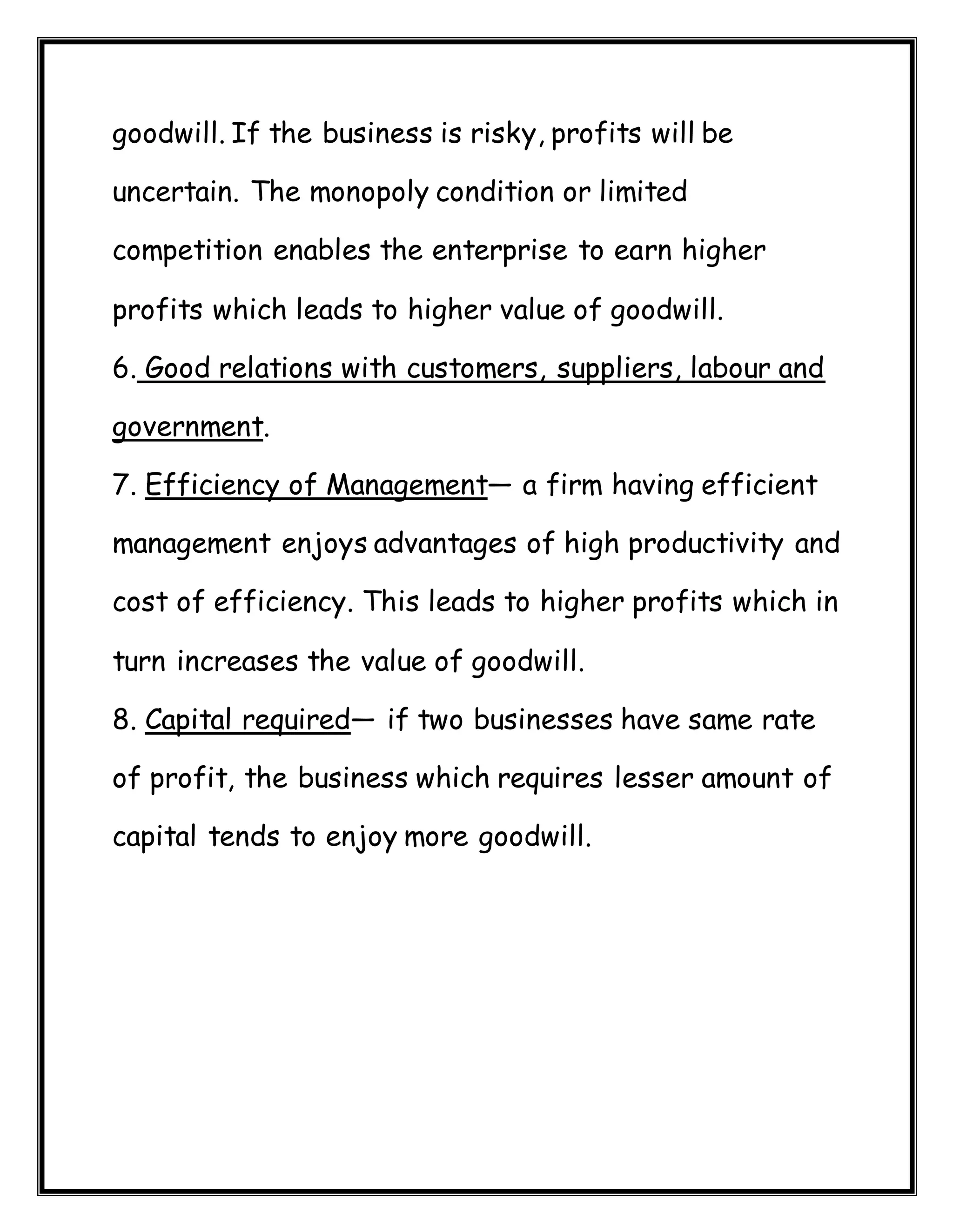 Notes on Valuation of Goodwill and Shares For BBA/B.com students | DOCX