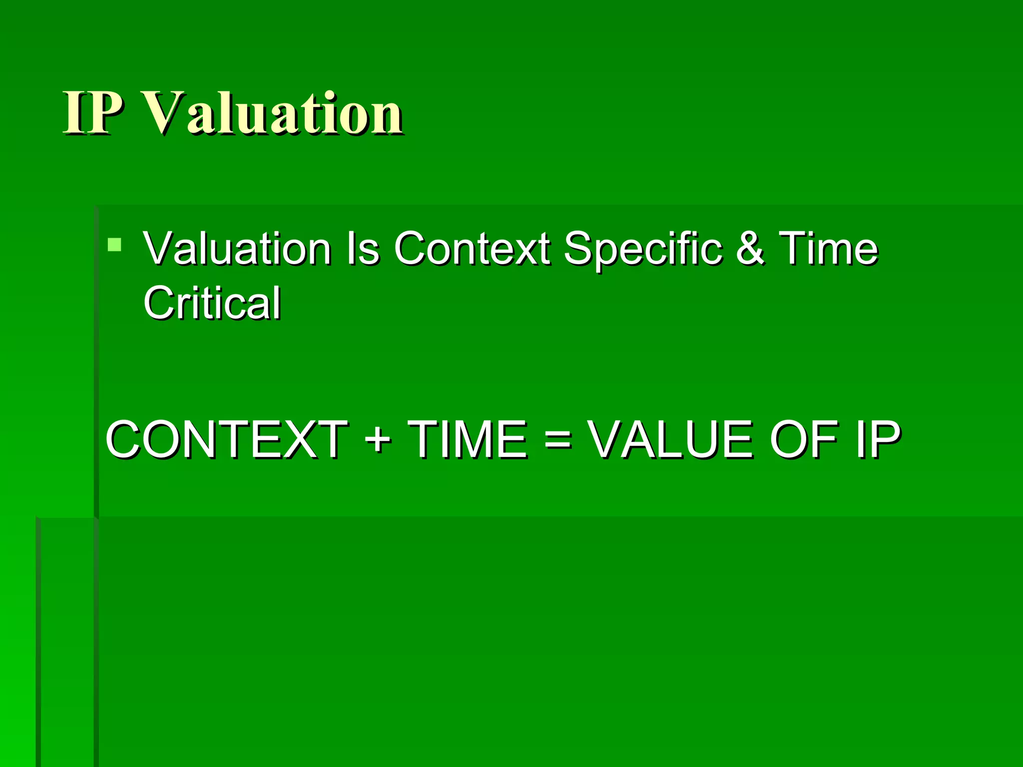 Valuation of ip assets | PPT | Stocks and Bonds | Personal Investing