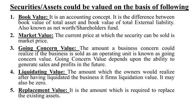 Valuation of securities | PPTX