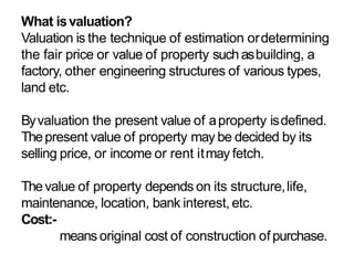 professional practice and valuation topic of ppt:-valuation | PPTX